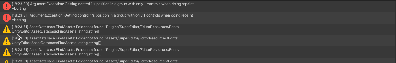 ArgumentException: Getting control 1's position in a group with only 1 controls when doing ...