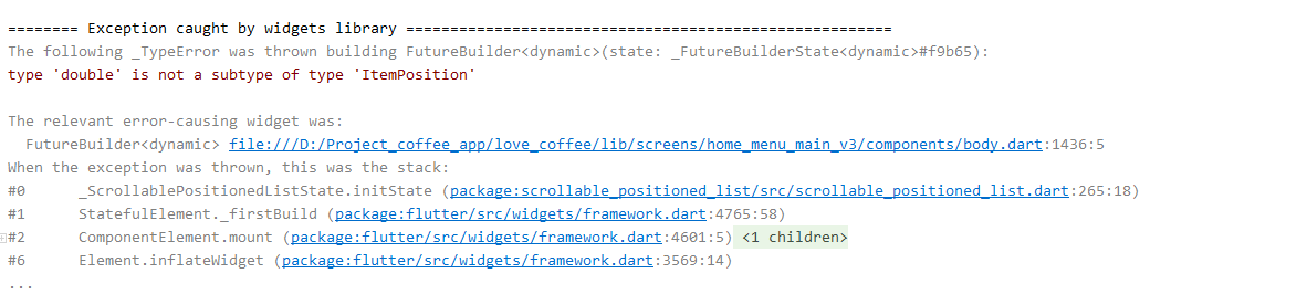 Type Double Is Not A Subtype Of Type Itemposition Issue While Using Positionedlist With