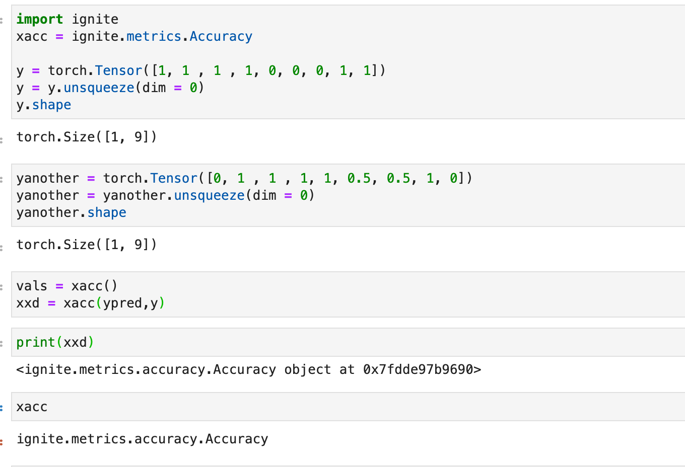 How to check metric output by giving random inputs · Issue #1538 · pytorch/ignite · GitHub
