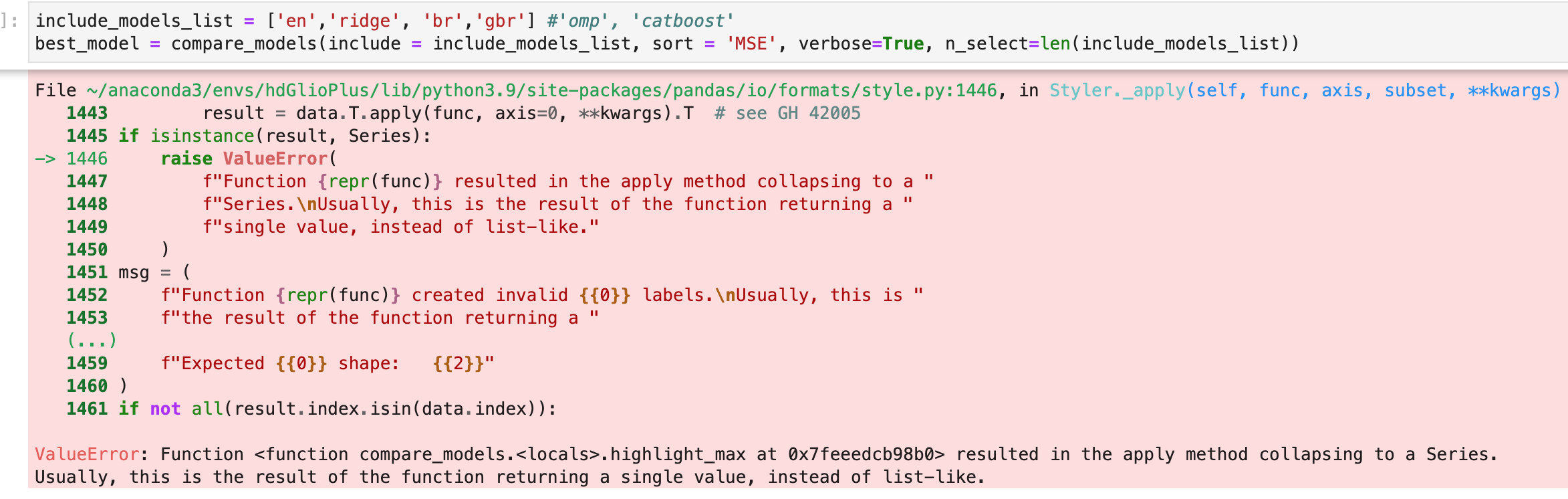 Error Message While Displaying The Result Dataframe · Issue 2654 · Pycaret Pycaret · Github