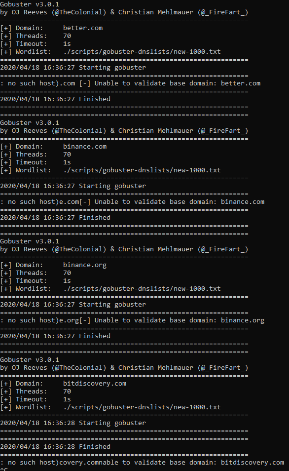 Error when I run a script with many subdomains · Issue #221 · OJ/gobuster · GitHub