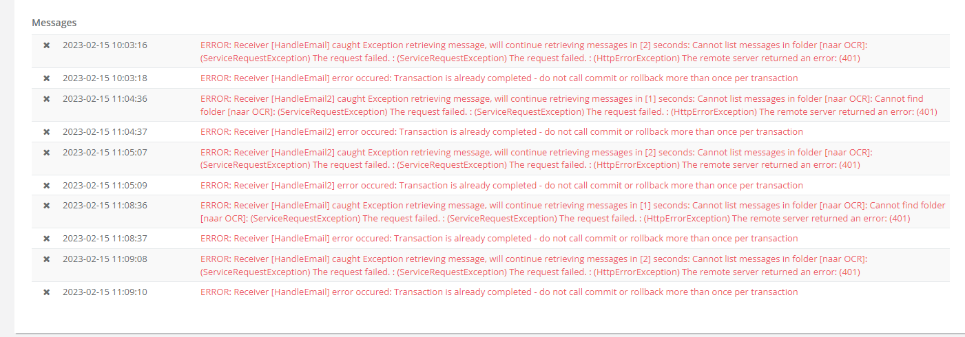 Exchangemaillistener (message)processing and token retrieval process appear to happen in ...