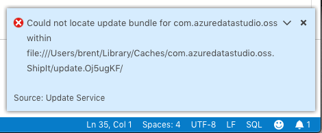 Insider build not updating itself on OS X · Issue #5721 · microsoft/azuredatastudio · GitHub