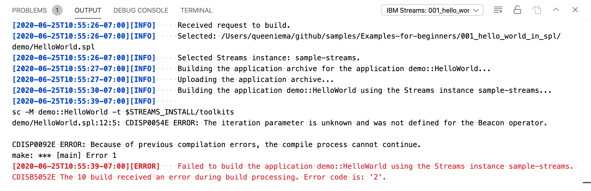 Should not show error stack in build ouput when Streams errors are reported · Issue #110 ...