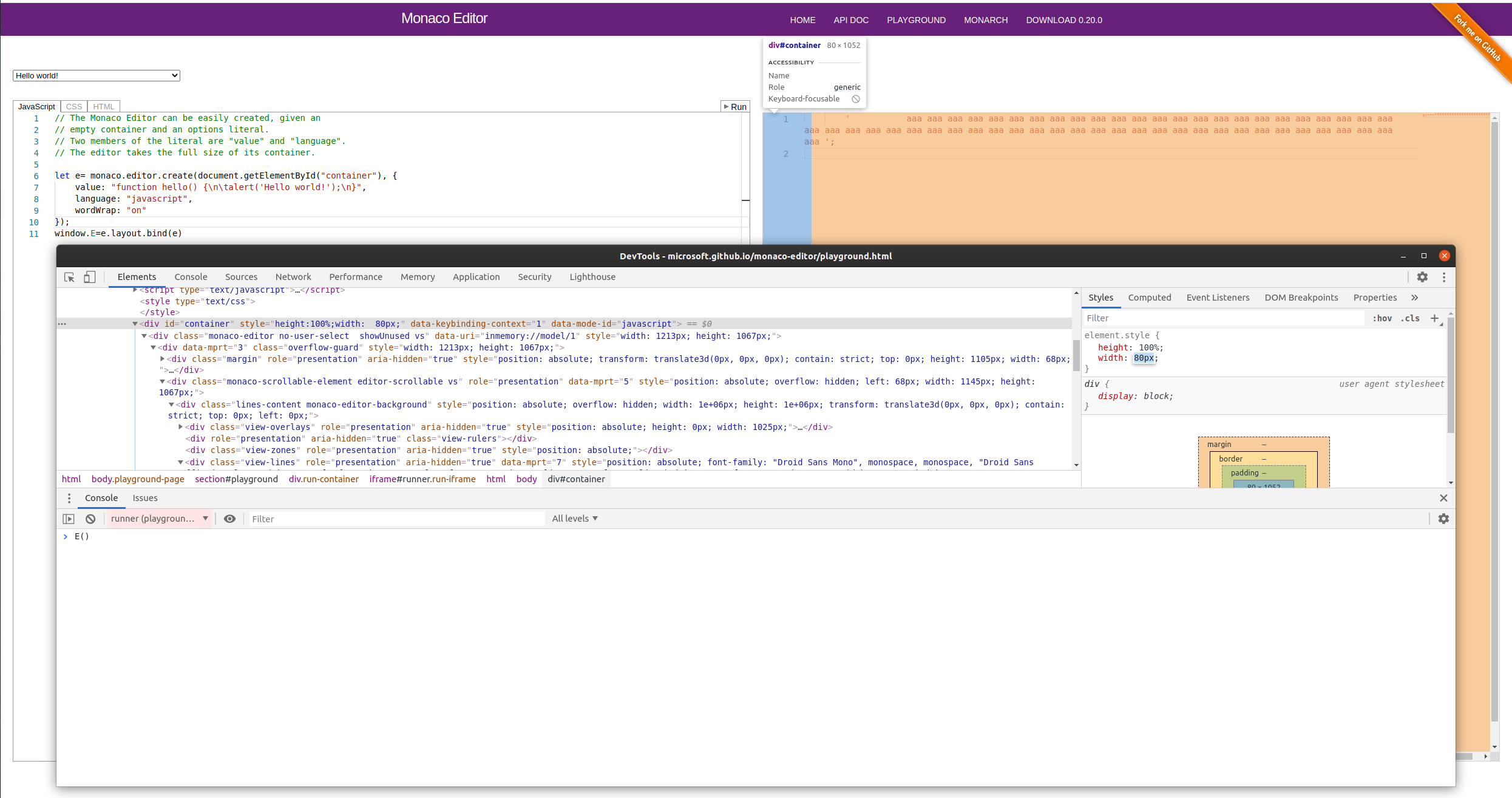 Editor.layout() in 0.20.0 can crash the tab · Issue #2014 · microsoft/monaco-editor · GitHub
