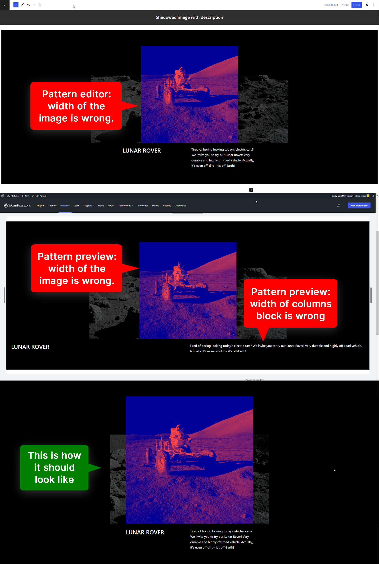 Pattern Submission: Wrong and inconsistent widths · Issue #458 · WordPress/pattern-directory ...