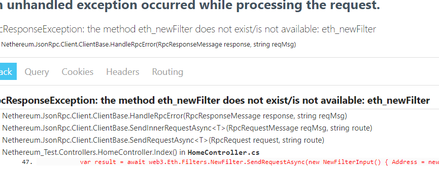 RpcResponseException: the method eth_newFilter does not exist/is not available: eth_newFilter ...