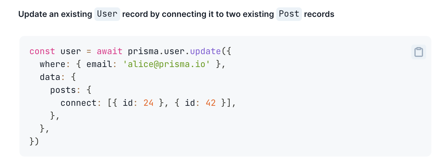 Connect not working in many to many relationship · prisma prisma · Discussion #11975 · GitHub