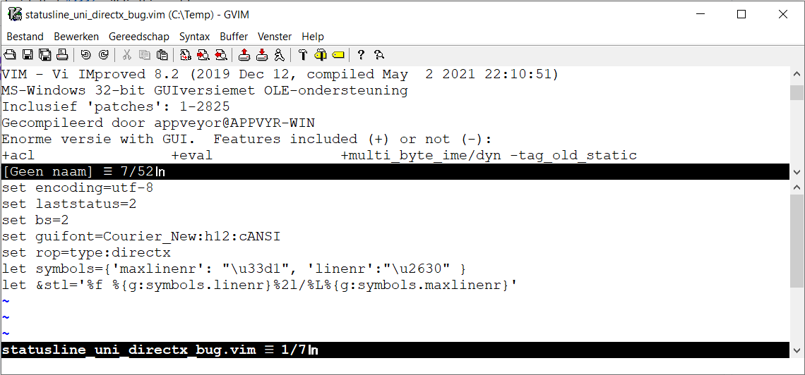 Rendering Bug with the statusline and DirectX Renderer on Windows · Issue #1520 · vim/vim · GitHub