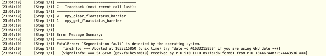 请问 Fatalerror `segmentation Fault` Is Detected By The Operating System 是不是 Paddle 的报错信息