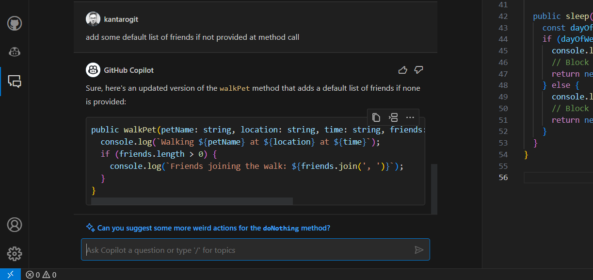 Option to see the whole code suggestion when copilot chat and code ...