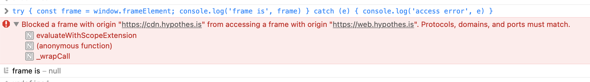 Console error in Safari when accessing `window.frameElement` · Issue ...