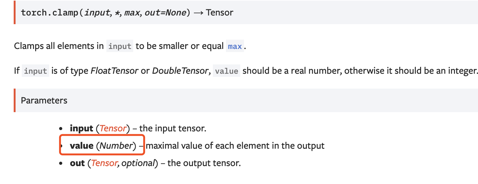 `torch.clamp` documentation refers `value` as an argument. · Issue #43497 · pytorch/pytorch · GitHub