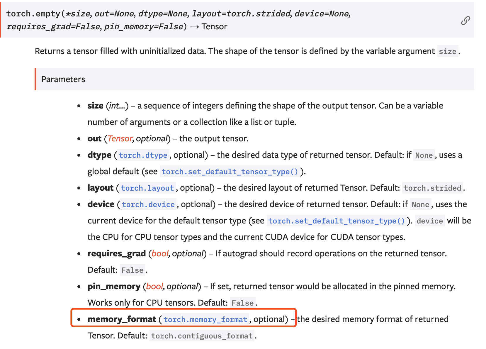 torch.empty document signature incomplete · Issue #43504 · pytorch ...