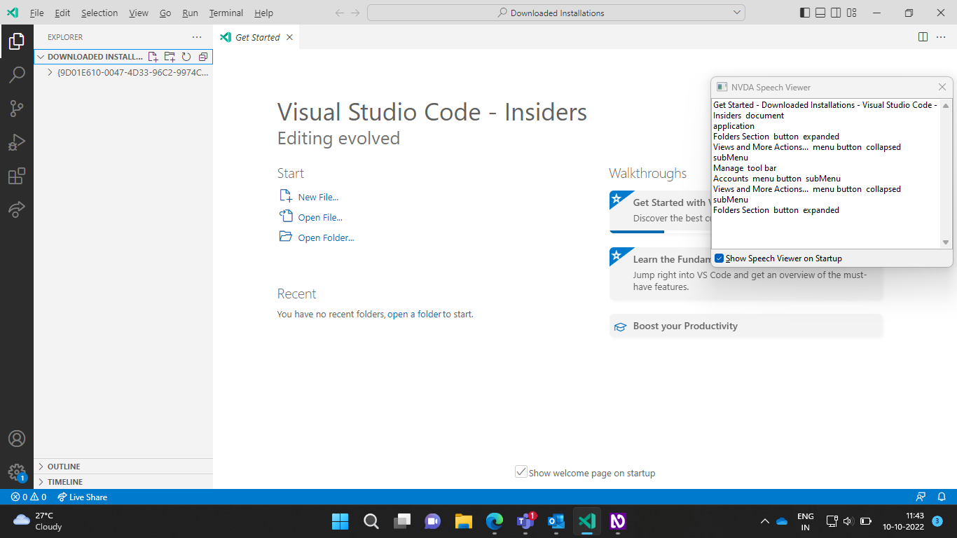 Explorer aria label should contain name of top level folder (or workspace in MR scenario ...