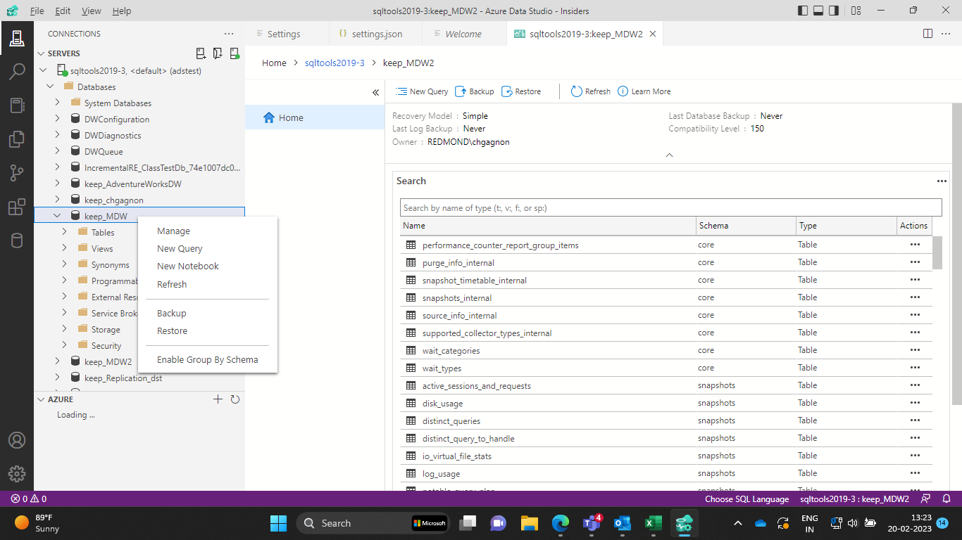 A11y_SQL Azure Data Studio_Import Extension - Import ExtensionModify Columns_ScreenReader: There ...