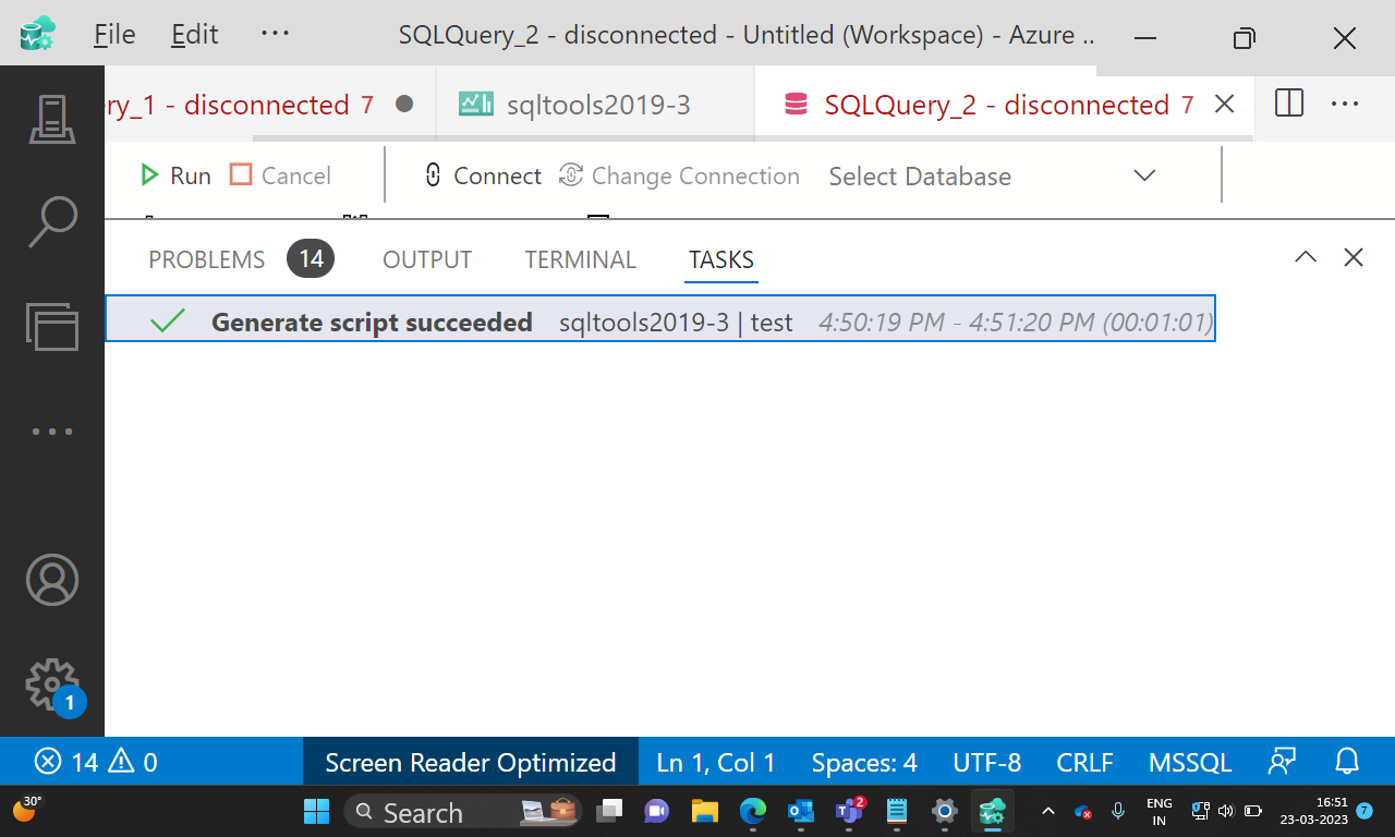 A11y_AzureDataStudioSQL_PublishProjects_Generate Scripts(Terminal)_Zoom: Data is not properly ...