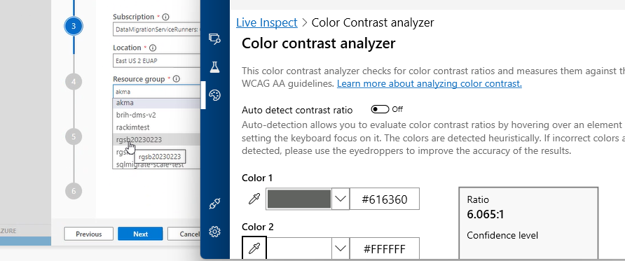A11y_AzureDataStudioSQLMigration_MigratetoAzureSQL_Databasebackup-networkshare_ColorContrast:The ...