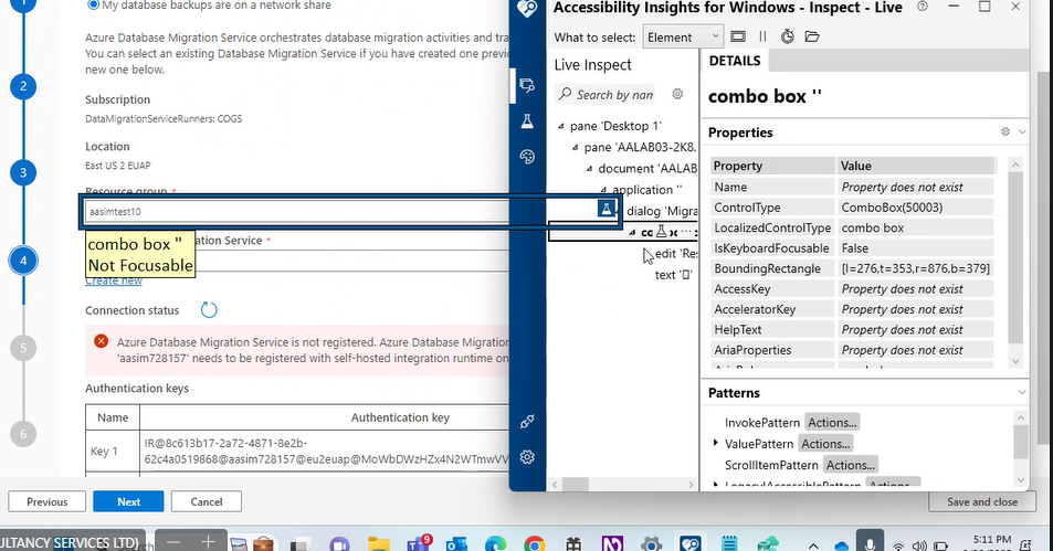 A11y_AzureDataStudioSQLMigration_MigratetoAzureSQL_Databasebackup-networkshare_DeveloperTool ...