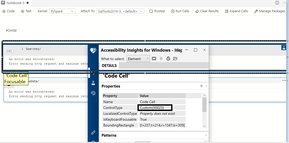 A11y_SQLAzureDataStudio_Notebook_Create new notebook_AI4D: The control type of editor is set as ...