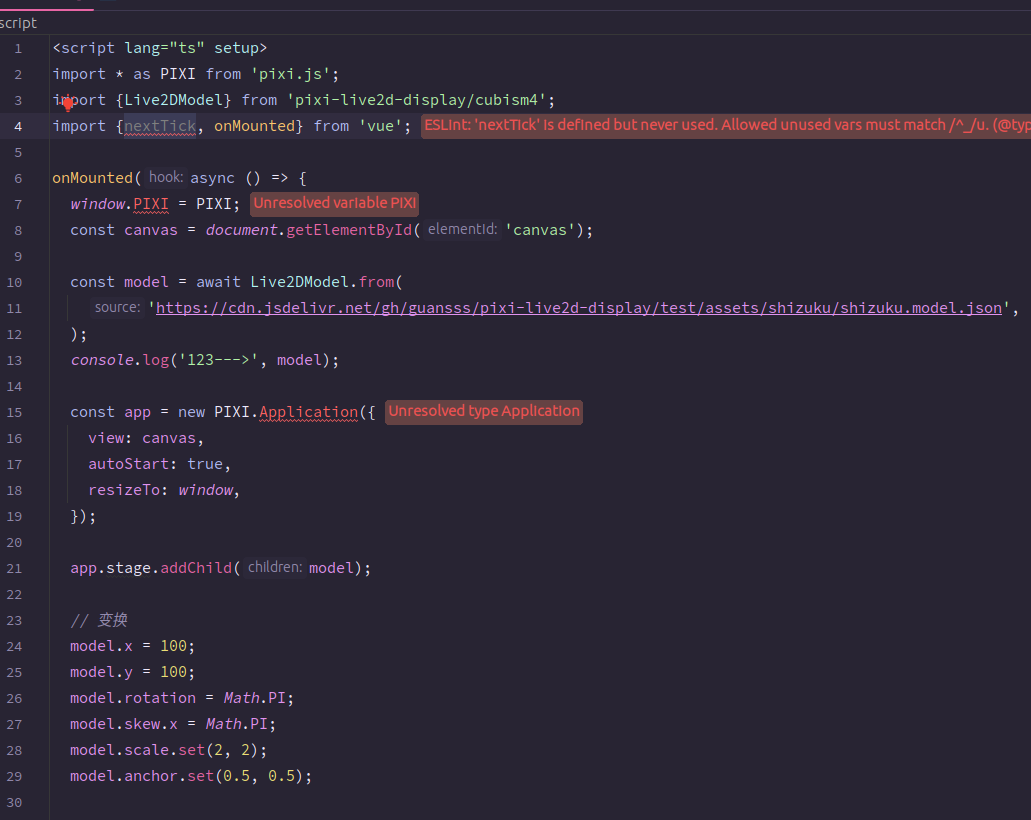 报错: Uncaught (in promise) TypeError: Unknown settings format. cubism4 ...