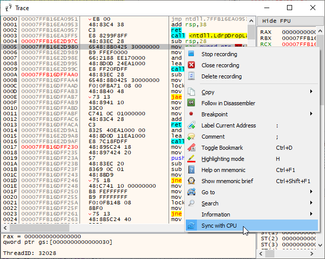 Tracing Synchronization · Issue 2973 · X64dbg X64dbg · Github