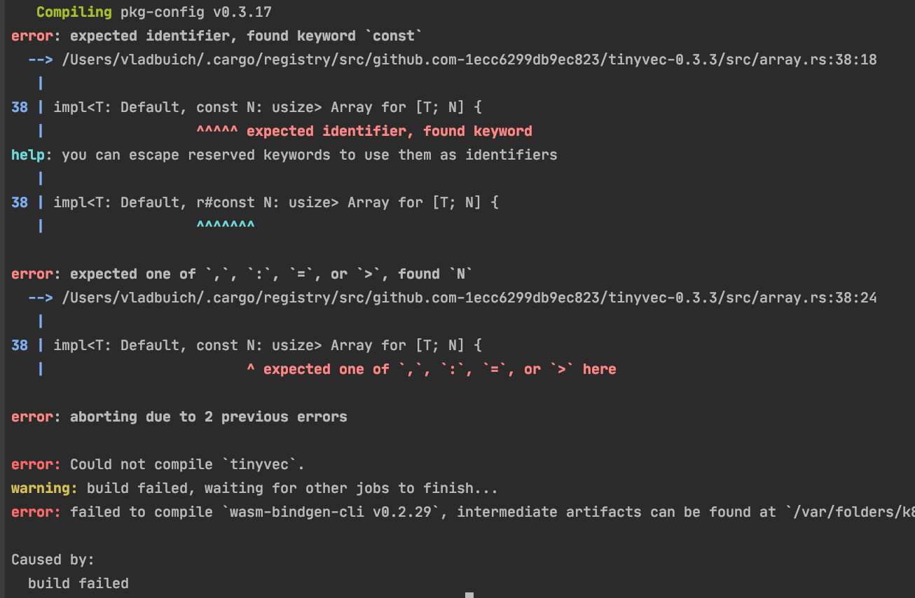 Failed: cargo install -f wasm-bindgen-cli --version 0.2.29 · Issue #8 · chinedufn/webgl-water ...