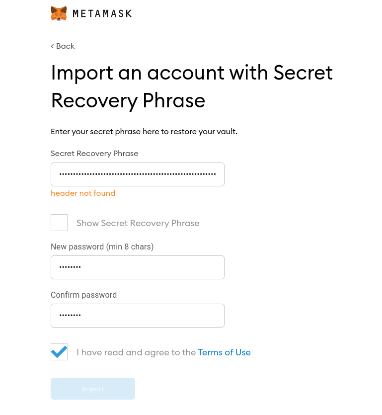Stuck after importing seed phrase during onboarding · Issue #11640 · MetaMask/metamask-extension ...