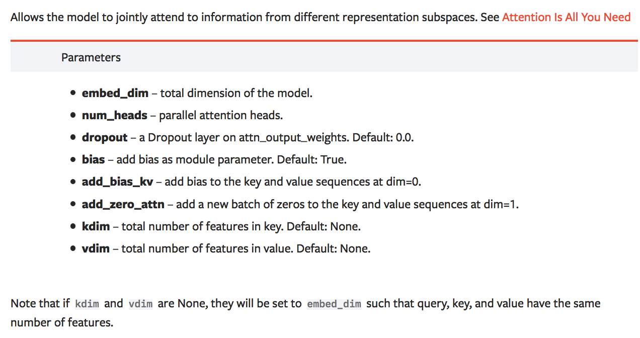 Update MultiHeadAttention docstring by vfdev-5 · Pull Request #49950 · pytorch/pytorch · GitHub