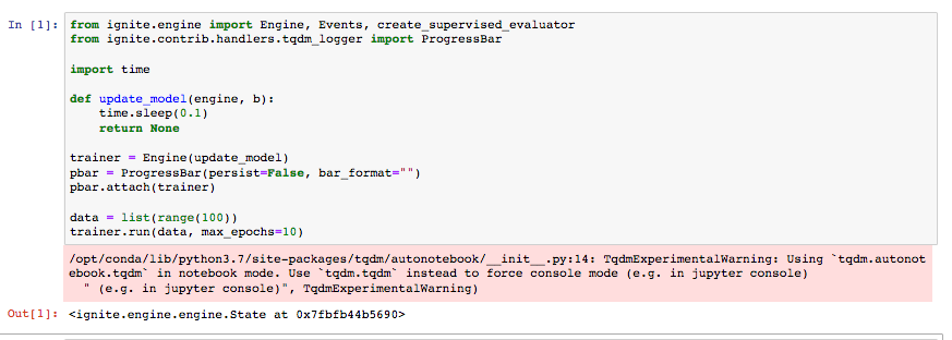 TQDM Progress Bar in Notebook · Issue #391 · pytorch/ignite · GitHub