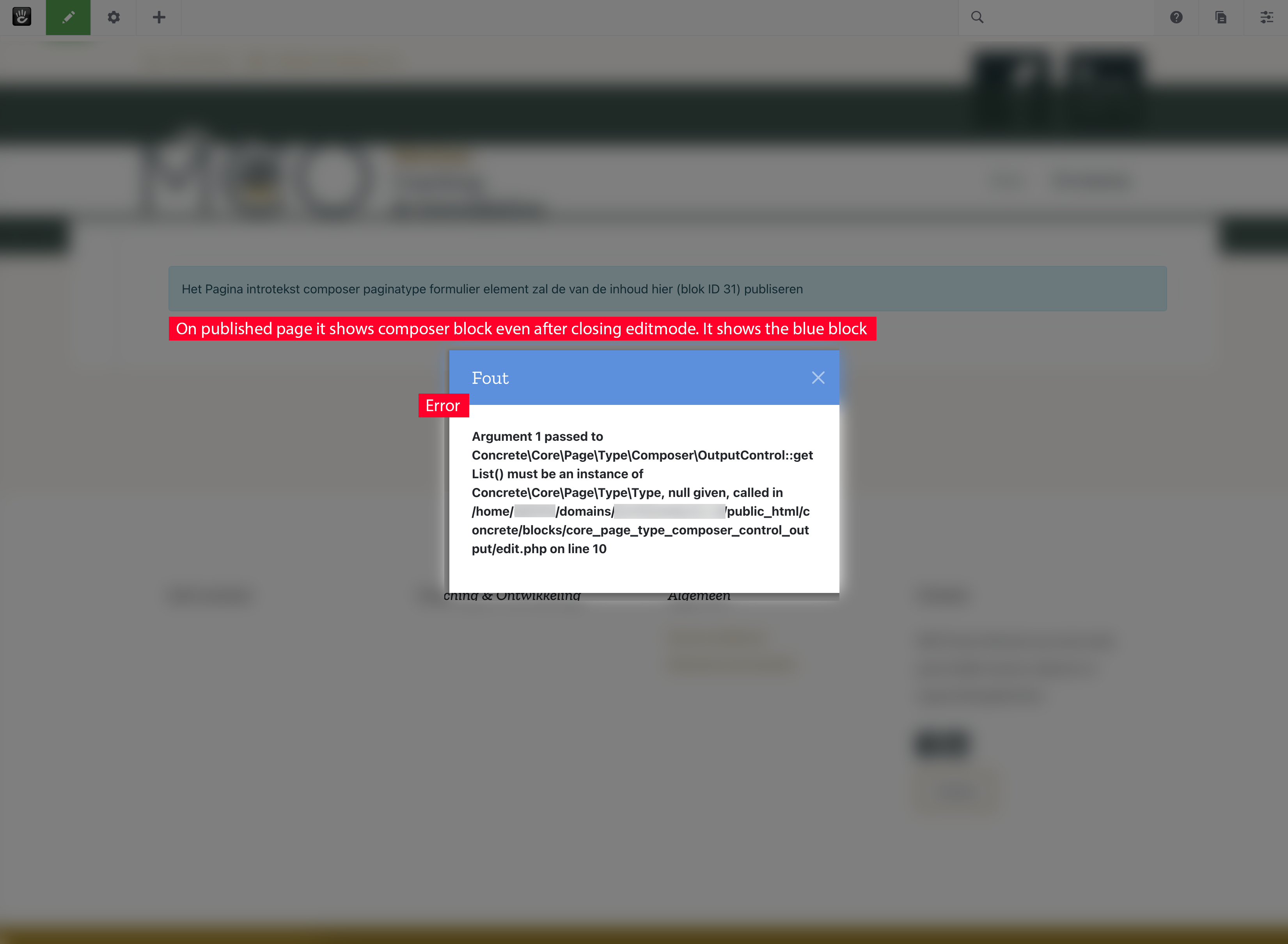 Error on RC4 when updating Page Type · Issue #9866 · concretecms/concretecms · GitHub
