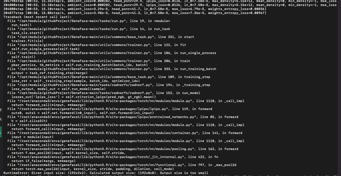 Given input size: (192x2x2). Calculated output size: (192x0x0). Output size is too small · Issue ...
