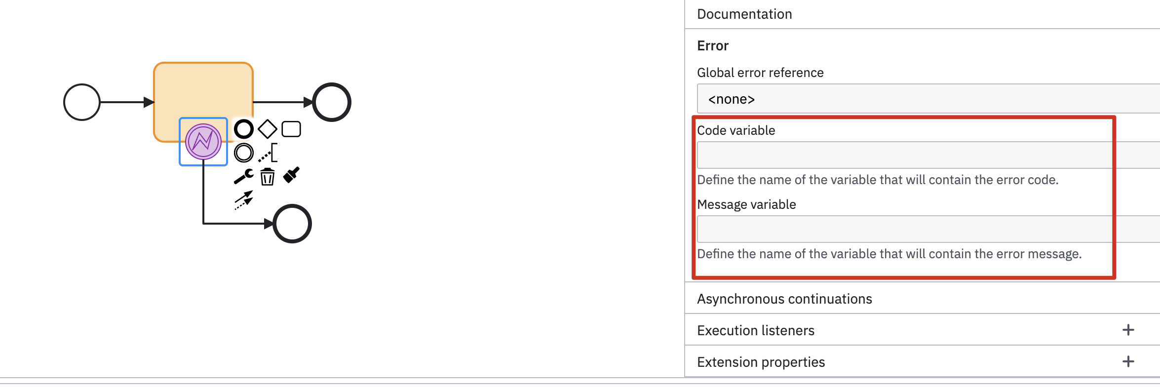 Support Error Boundary events with errorCodeVariable and errorMessageVariable for Camunda ...
