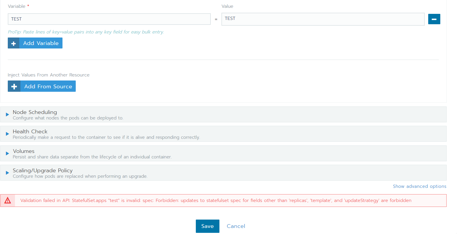 [UI] Rancher UI display Validation failed in API: StatefulSet.apps ...