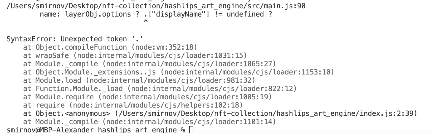 Unable to save main.js and do "yarn build" or "node index.js" · Issue #532 · HashLips/hashlips ...