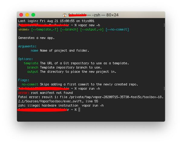 Running Vapor Run H Or H Fails When It Cannot Detect A Manifest File Within The Pwd · Issue