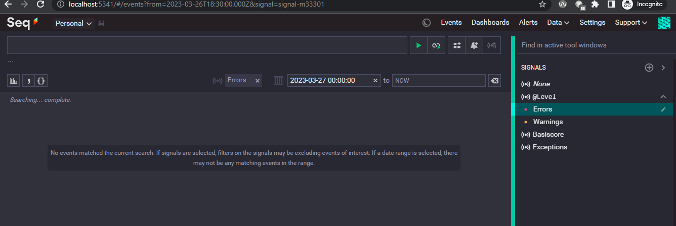 No logs in Events tab · datalust seq-tickets · Discussion #1805 · GitHub