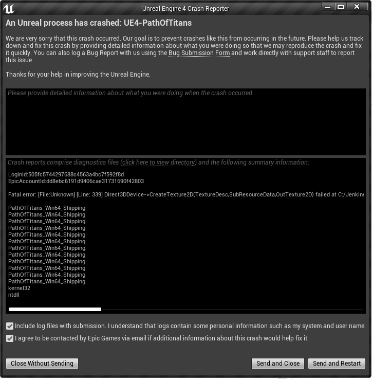 Big Bug - game crashes · Issue #1642 · Alderon-Games/pathoftitans-bugs ...
