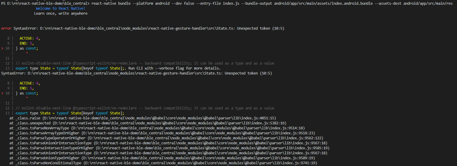 } as const; react-native-gesture-handler\src\State.ts: Unexpected token (10:5) · Issue #1344 ...
