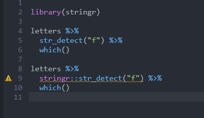 Incorrect warning for checking arguments to R function when declaring package explicitly and ...