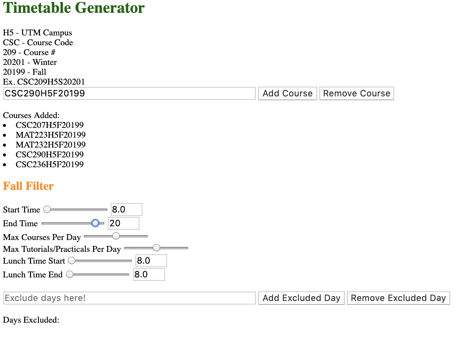 Github Hiimchrislim Timetable Generator A Timetable Generator For