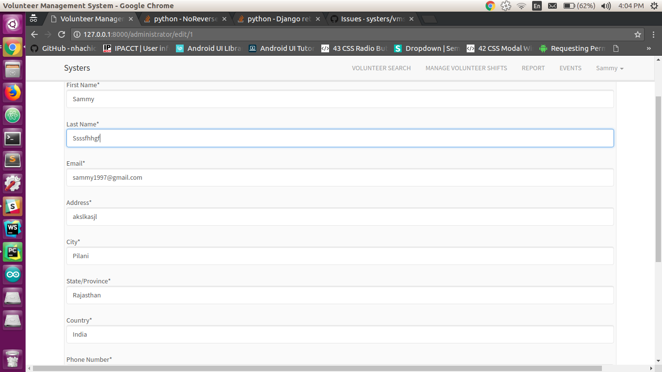 Add edit/view profile option for the admin · Issue #554 · anitab-org/vms · GitHub
