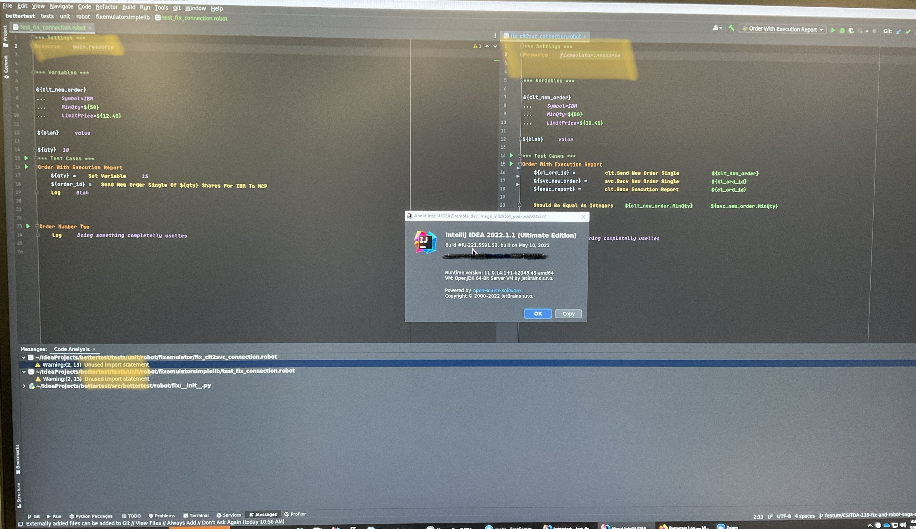 Resource import in ***settings*** section causes code analysis warning ...
