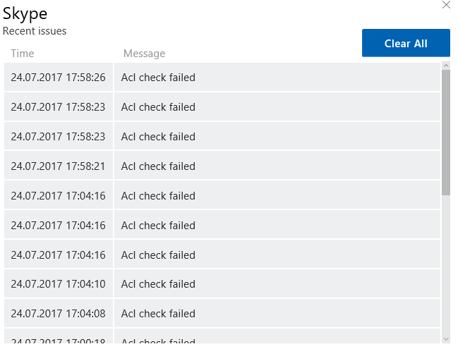 [Skype] Warning messages “Acl check failed” · Issue #3184 · microsoft/botframework-sdk · GitHub
