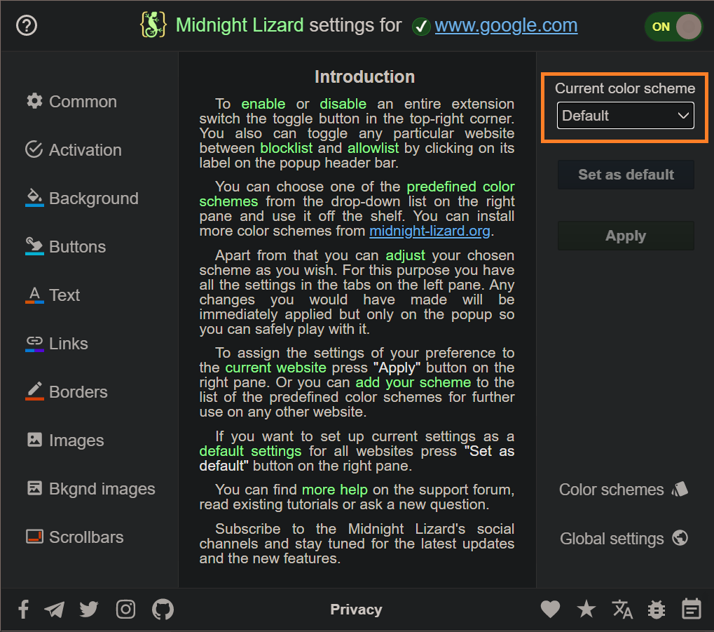 Global black and white list mode · Issue #319 · Midnight-Lizard/Midnight-Lizard · GitHub