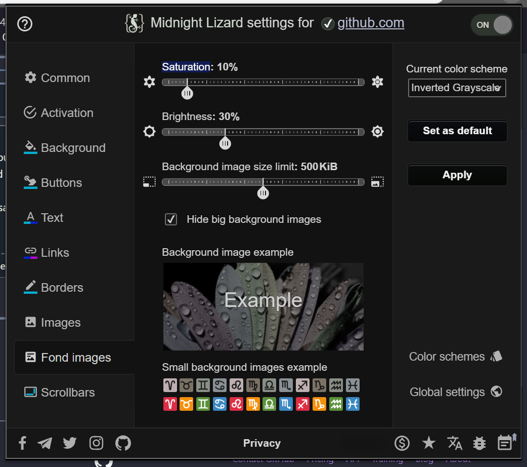 Greyscale schemes should exclude colour · Issue #214 · Midnight-Lizard/Midnight-Lizard · GitHub