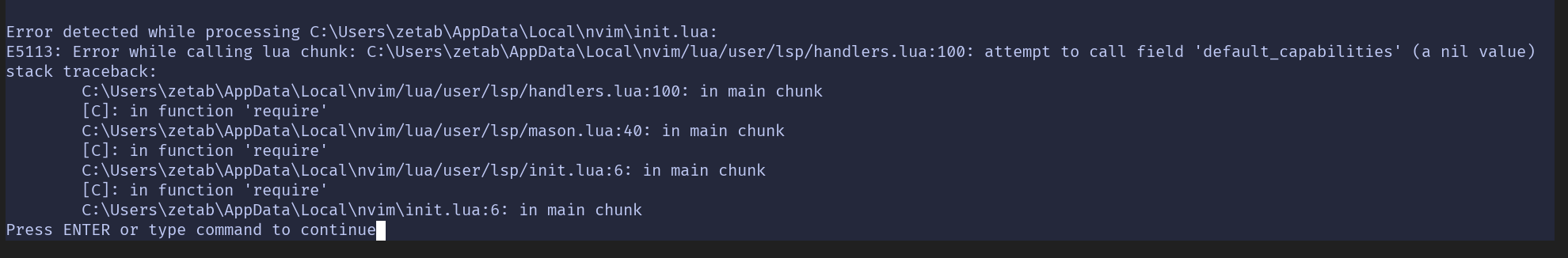 crash on fresh install · Issue #254 · LunarVim/Neovim-from-scratch · GitHub crash on fresh install · Issue #254 · LunarVim/Neovim-from-scratch · GitHub