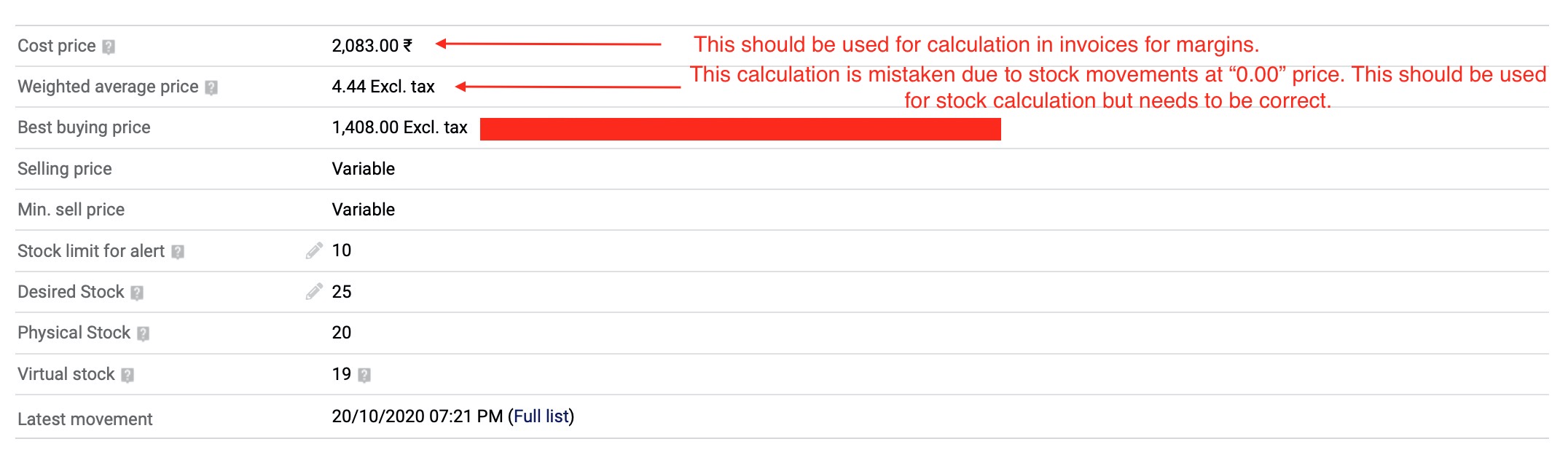 Weighted Average Price calculation wrong due to deleted invoices ...