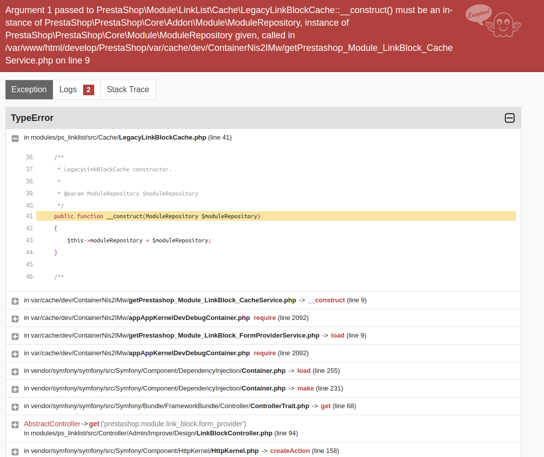 A 500 internal server error appears on 'Design>Link list > Add new block' page · Issue #28120 ...