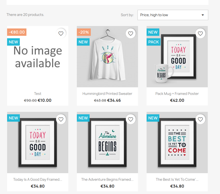FO - Products page - The sort by price hight to low is not correct when ...